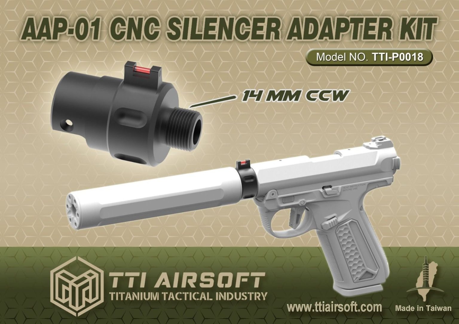 Titanium Tactical Industry CNC Silencer Adapter Kit ( 14mm CCW ) for ...