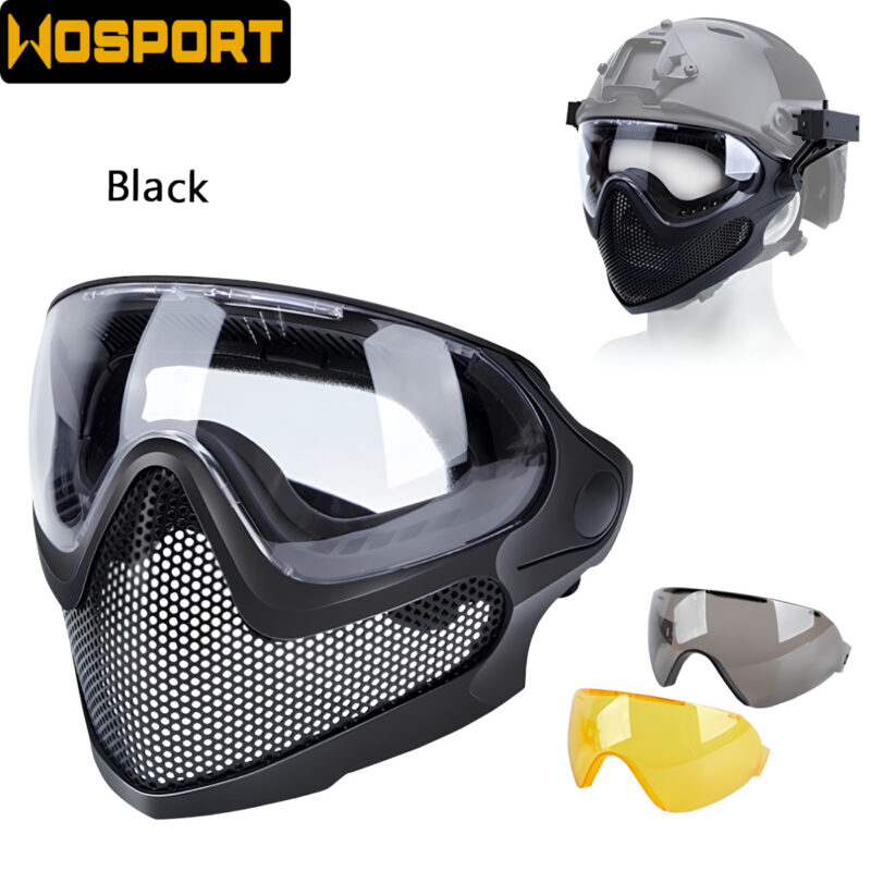 Wosport Pilot Mask (Steel mesh version) - Black | X-Force Tactical