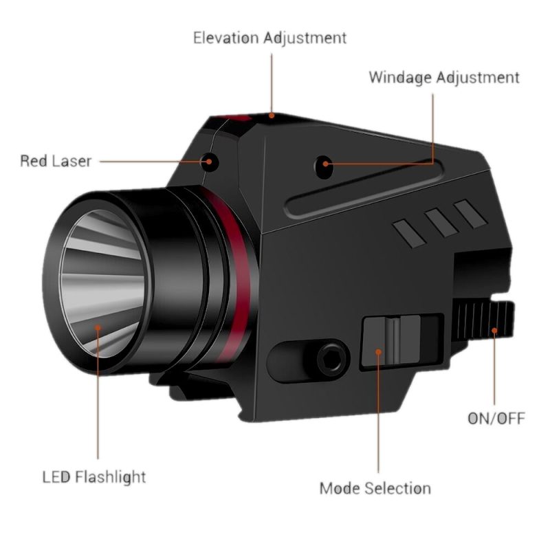 Tactical 150 Lumen Pistol LED Torch / Red Laser Combo- Black | X-Force ...