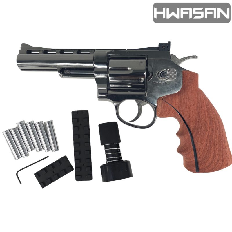 HWASAN 4 inch Revolver - CO2 Foam Dart Blaster - Dark Chrome ...