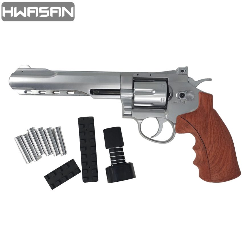 HWASAN 6 inch Revolver - CO2 Foam Dart Blaster - Matte Silver ...