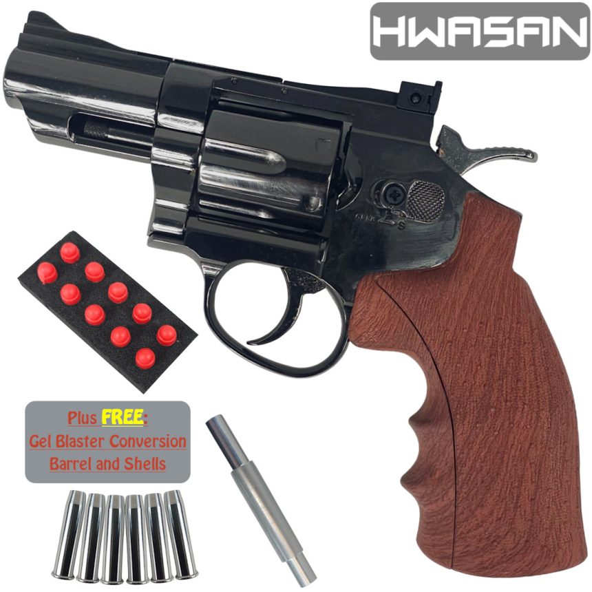HWASAN 2.5 Inch Revolver - CO2 Foam Dart Blaster - Dark Chrome ...