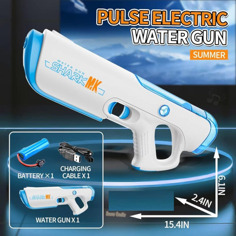 MK Shark Electric Water Gun - White and Blue (CY069) | X-Force Tactical